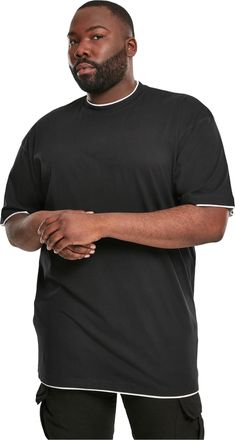 Urban Classics Herren Bekleidung Contrast Tall Tee T shirt, Schwarz (Blk/Wht), XL EU