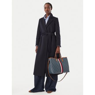 Tommy Hilfiger Handtasche Tommy Hilfiger Th Monoplay Satchel Corp AW0AW19516 Dunkelblau