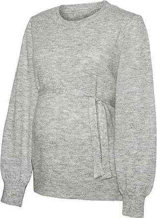 Mama Licious Mlnewanne L/S Knit Top A. Noos Pull pour Femme, M&eacute;lange de Gris Clair., XL