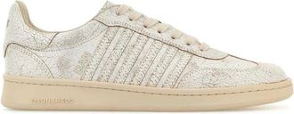 Dsquared2 Homme, Chaussures, Beige, Taille: 44 1/2 EU Cracked Leather Low-Top Baskets