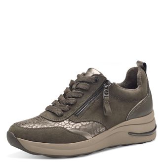 Tamaris Comfort Damen Sneaker flach mit Schnürsenkeln mit Reißverschluss, Braun (Taupe), 42 EU