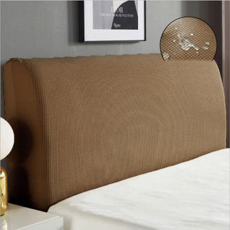 Generic wasserdichte einfarbige Bettkopfteil Bezug Stretch Schutzh&uuml;lle in voller Gr&ouml;&szlig;e weich und staubdicht ideal f&uuml;r Schlafzimmerdekoration Leichter Kaffee V
