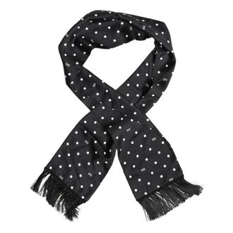 Dolce & Gabbana Noir Blanc Pois &agrave; Franges Foulard en Soie - unisex - Accessoires - Noir - Taille: ONE Size