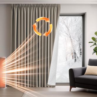 Deconovo Thermovorhang Kälteschutz, Gardinen mit Kräuselband gegen Kälte, Wärmeisolierend Vorhang Verdunkelung Wohnzimmer, 229 x 140(HöhexBreite), Taupe, 1 Stü