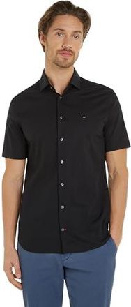 Tommy Hilfiger Chemise Homme Manches Courtes, Noir (Black), 44