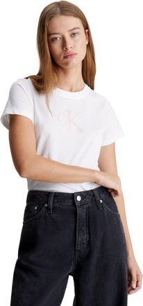 Calvin Klein Jeans Damen T-Shirt Kurzarm Gradient Rundhalsausschnitt, Weiß (Pvh White), XXXL