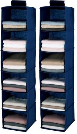 WENKO W&auml;schesortierer Air, Schrankorganizer mit 6 F&auml;chern f&uuml;r Textilien, verst&auml;rkte, breite B&ouml;den & Klettverschluss zur Anbringung an der Kleiderstange, atm