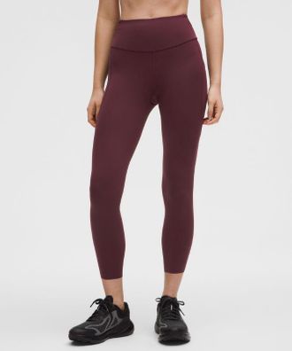 lululemon Fast and Free Leggings mit hohem Bund 5 Taschen f&uuml;r Frauen - 64 cm - Gr&ouml;&szlig;e 12 in Garnet