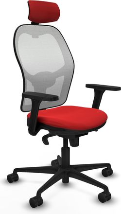 Piqueras y Crespo B&uuml;rostuhl mit 3D-Armlehnen, h&ouml;henverstellbare Lendenwirbelst&uuml;tze und h&ouml;henverstellbares Kopfteil, Wei&szlig;/Rot