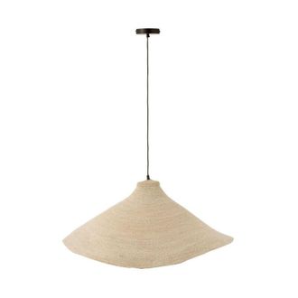 Paris Prix Paris Prix - Lampe Suspension en Jonc C&ocirc;ne 82cm Blanc