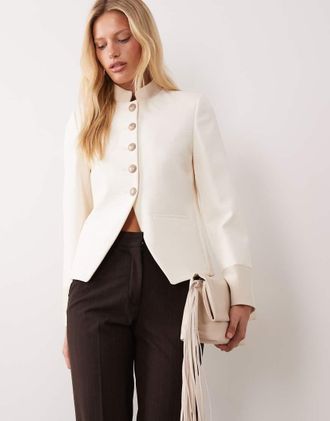 Mango veste militaire &agrave; col montant blanche