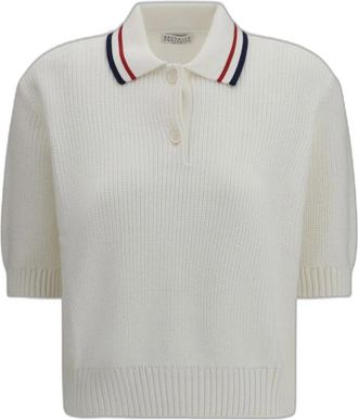 Brunello Cucinelli Polo aus Baumwollstrick - - Knitwear - Damen - Beige - S