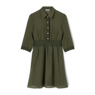 Motivi Femme, Robes, Vert, Taille: 36 FR Robe chemise en cr&ecirc;pe m&eacute;lang&eacute; de lyocell