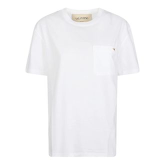 Valentino Garavani Homme, Tops, Blanc, Taille: XL T-shirt en coton