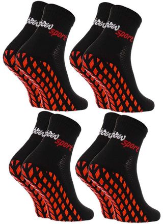 Rainbow Socks Neo ABS Sport Socks - Damen Herren Neon Sneaker Sport Stopper Socken - 4 Paar - Schwarz - Gr&ouml;&szlig;en 42-43