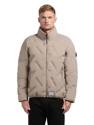 Khujo Herren warme Winterjacke kurze Steppjacke mit auffälliger Steppung und warm wattiertem Stehkragen Clover Greige Gr. L