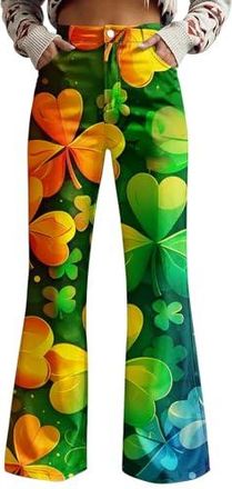Generic HUIFUAO Pantalon de la Saint-Patrick pour femme - Pantalon tr&egrave;fle amusant - Costume irlandais de la St Paddy - Pantalon de tr&egrave;fle irlandais - Grande t