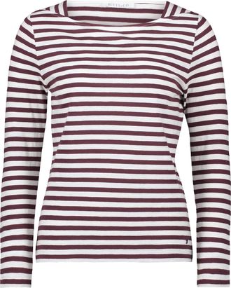 Betty & Co Damen Ringelshirt mit U-Boot-Ausschnitt XXL, Cream/Dark Red
