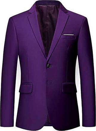 Onsoyours Blazer Homme Slim Fit Formel avec Boutons Classqiue Veste de Costume Casual Couleur Unie Décontracté Huat de Mariage daffaires A Violet 3XL