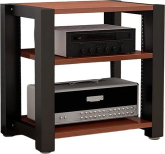 Generic Audio-Video-Regal HiFi Rack aus Holz & Stahl, Höhenverstellbarer Medien Aufbewahrungssch Rank, Audio-Komponenten für Heimkino Schlafzimmer büro(Red,60
