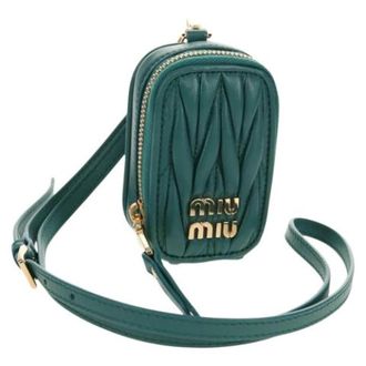 Miu Miu Pre-owned Leder-Pouch - - Pre-owned - Damen - Gr&uuml;n - ONE SIZE