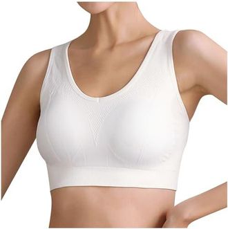 Generic 2026 Soutien-gorge pour femme sans monture pour yoga, course &agrave; pied, sous-v&ecirc;tements de sport avec coussinets, blanc, L
