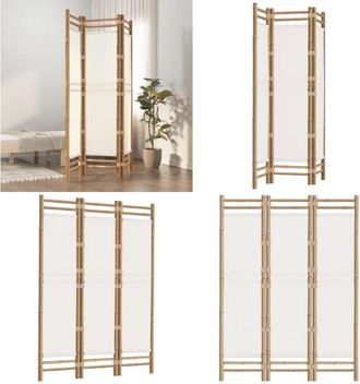 vidaXL 3-tlg. Paravent Faltbar 120 cm Bambus und Canvas - Bambus Raumteiler - Paravent - Raumtrenner - Wandabtrennung - Wohnraumgestaltung - Home & Living