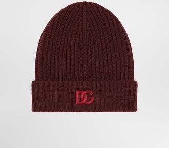 Dolce & Gabbana Strickm&uuml;tze Aus Englischem Rippstrick - Frau H&uuml;te Und Handschuhe Bordeaux Pz