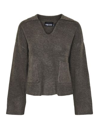 Pieces Pcnuna Ls V-Neck Polo Knit Bc