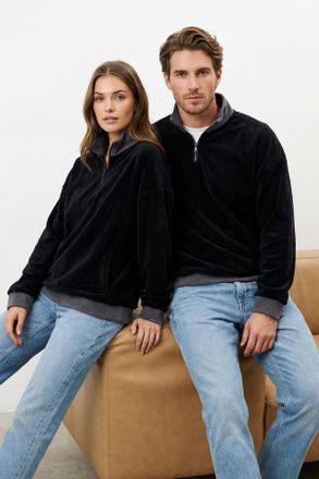 Trendyol MAN Herren Dunkelblau Colour-Block Lang Oversize Sweatshirts
