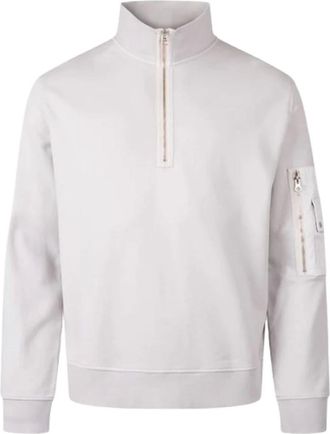 Ten c Homme, Sweatshirts et sweats &agrave; capuche, Gris, Taille: XL Garment Dyed Diagonal Fleece Quarter Zip SweaT-shirt