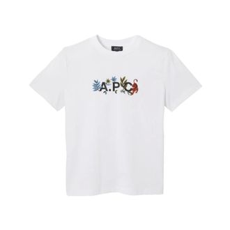 A.P.C. A.p.c., Femme, Tops, Blanc, Taille: 38 FR T-shirt &agrave; logo floral