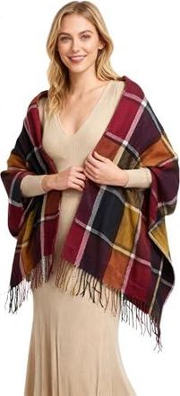 Miss Lulu Oak & Tea &Eacute;charpe Dhiver Chaude pour Femme Motif Tartan Toucher Cachemire Cadeau Femmes