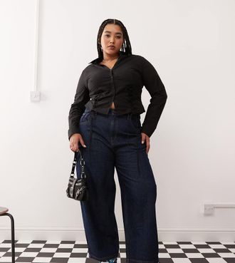 Collusion Plus - X002 - Weite Jeans in blauer Rinse-Waschung