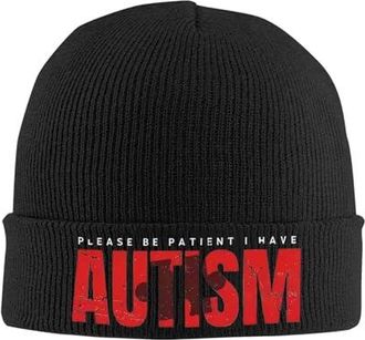 Generic Chapeau dHomme, Texte Autism Rouge Vieilli Look Masculin f&eacute;minin tricot&eacute; Unisex Bonnet Pullover Cadeau de No&euml;l Chaud Hiver Chaud pour No&euml;l en Plein ai