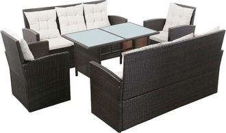 vidaXL Vidaxl - 5-tlg. Garten-Lounge-Set mit Auflagen Poly Rattan Braun