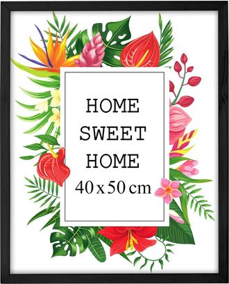 MG Design Schwarz Bilderrahmen 40 x 50 cm - Aus echtem Holz mit Acrylglas, zum Aufhängen & Aufstellen, für Fotos, Poster & Puzzle