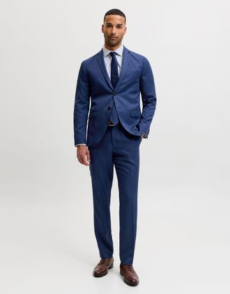 Jack & Jones Costa blazer &agrave; simple boutonnage coupe super slim en bleu m&eacute;di&eacute;val
