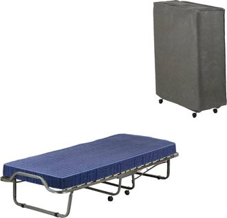 Talamo Italia Klappbett Venera, Feldbett mit 15 Lattenrosten, inklusive Matratze, platzsparendes Kinderbett, 100% Made in Italy, 80 x 190 x 39 cm, mit Hülle