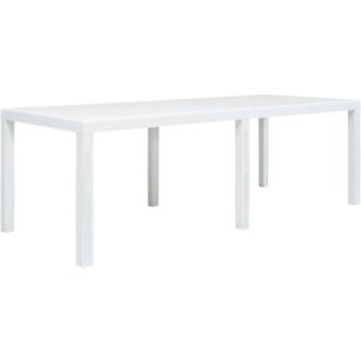 vidaXL Vidaxl - Table de jardin Blanc 220x90x72 cm Plastique Aspect de rotin