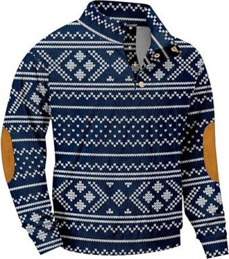 Generic Chandails en velours côtelé pour homme - Sweat tendance à imprimé graphique flocon de neige - Sweat surdimensionné à manches longues en velours côtelé