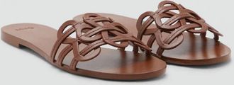 Mango Sandales cuir bride entrelac&eacute;e marron moyen - Femme - 35 - MANGO