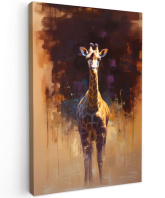 MuchoWow © Leinwand Groß 80x120 cm XXL Deko Schlafzimmer Aesthetic Leinwandbilder Wohnzimmer Gemälde Foto Geschenk Living Room Decoration Giraffe - Braun - Abs