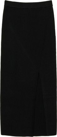 Twin-Set Midirock aus geripptem Strick - Schwarz