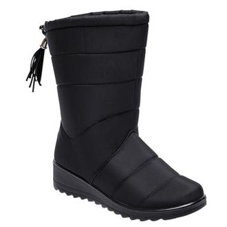 BESTONZON mollet Femme Fourrées avec Pompons Semelle Épaisse Antidérapante Bottines Hiver Imperméables et Chaudes pour Neige