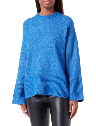 Jack & Jones Jack & Jones Damen Jxollie Diverse Oversize Crew Neck Knit Strickpullover, Blue Iolite/Detail:/Limeade Neck Piping, S