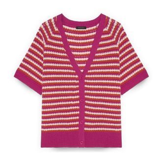 Fiorella Rubino Gestreifte Strickjacke aus Baumwollmischung - - Knitwear - Damen - Rosa - L