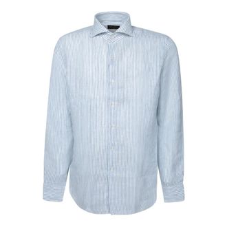 Dell'Oglio Homme, Chemises, Bleu, Taille: S Chemise &agrave; Rayures Bleues &agrave; Manches Longues