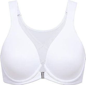 Delimira Soutien Gorge Correcteur de Posture Fermeture Devant avec Armature Grande Taille Decollete Plongeant Non Rembourré Blanc 120B