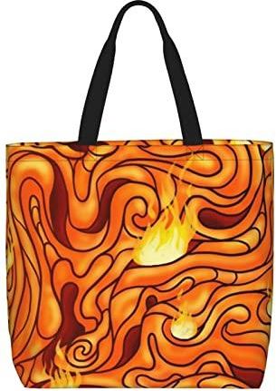 Generic Sac Fourre-Tout Flamme DOr Sac Fourre-Tout En Toile Pliable De Grande Capacit&eacute; Sacs En Toile &Eacute;paule, Pour Tous Les Jours, Femmes, &Eacute;cole, Shopping